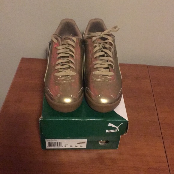 Puma | Shoes | Metallic Gold Puma Sneakers | Poshmark